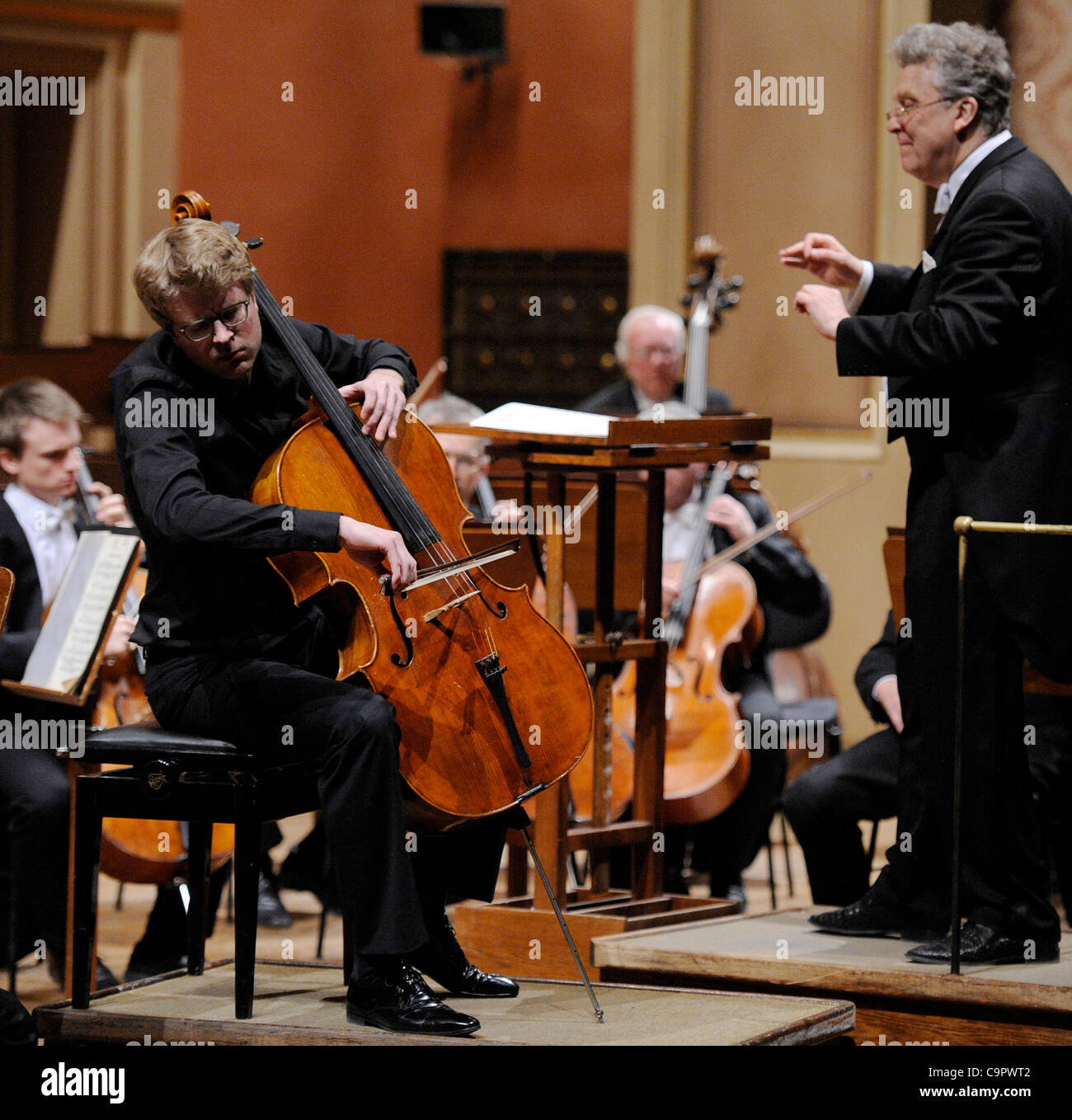 Russian conductor Vassily Sinaisky, right, and German cellist Julian ...
