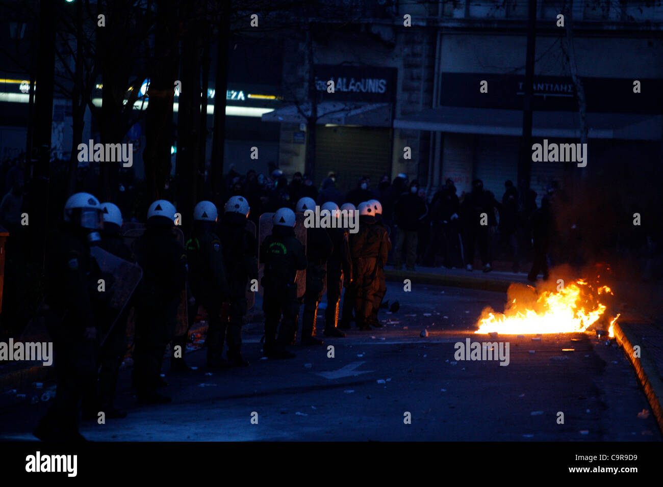 Feb. 12, 2012 - Athens, Greece - Protesters and riot police fought ...