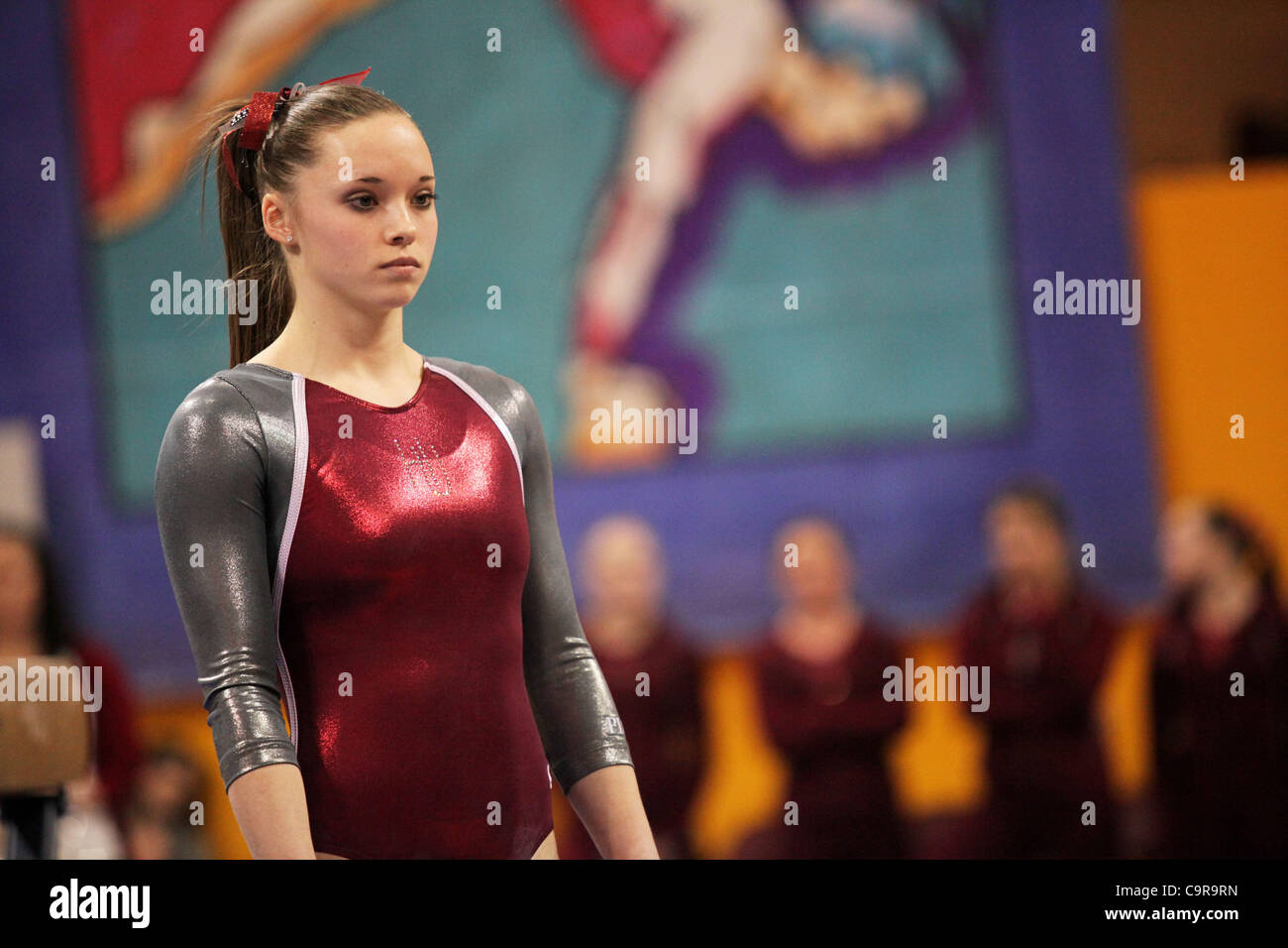 Courtney Benson of Hamline University prepares to ascend the balance ...