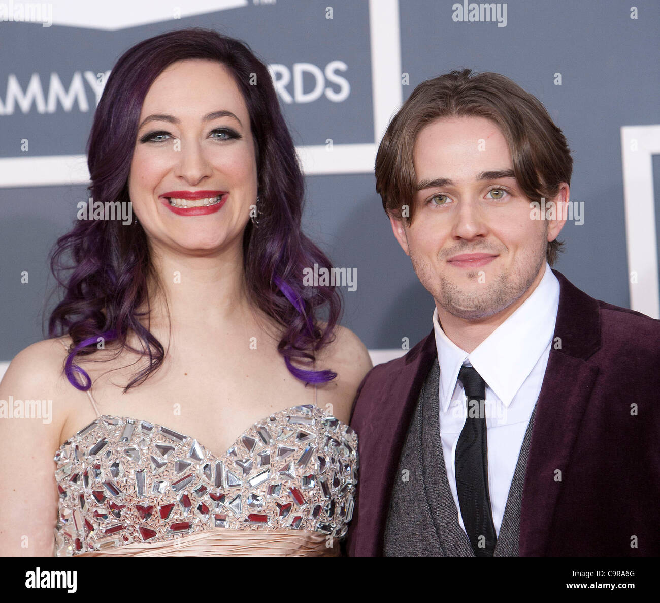 Seth Glier and Rachel Sage on the red carpet of the 54th Annual Grammy ...