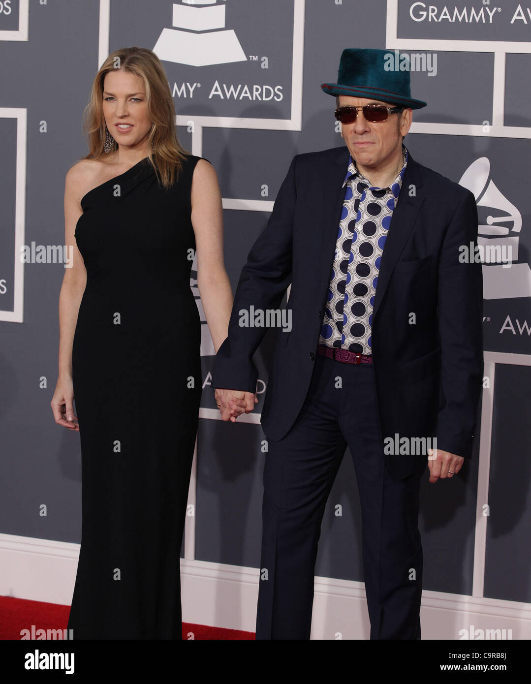 Feb. 12, 2012 - Los Angeles, California, U.S. - ELVIS COSTELLO & DIANA ...