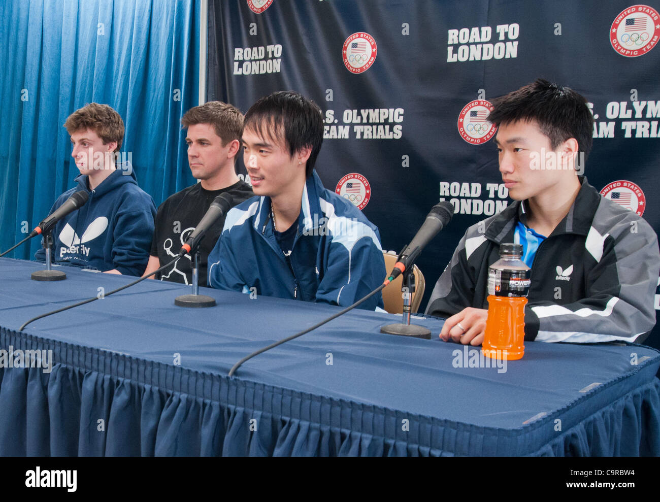 (L-R) Michael Landers, Barney Reed, Timothy Wang, and Adam Hugh answer ...