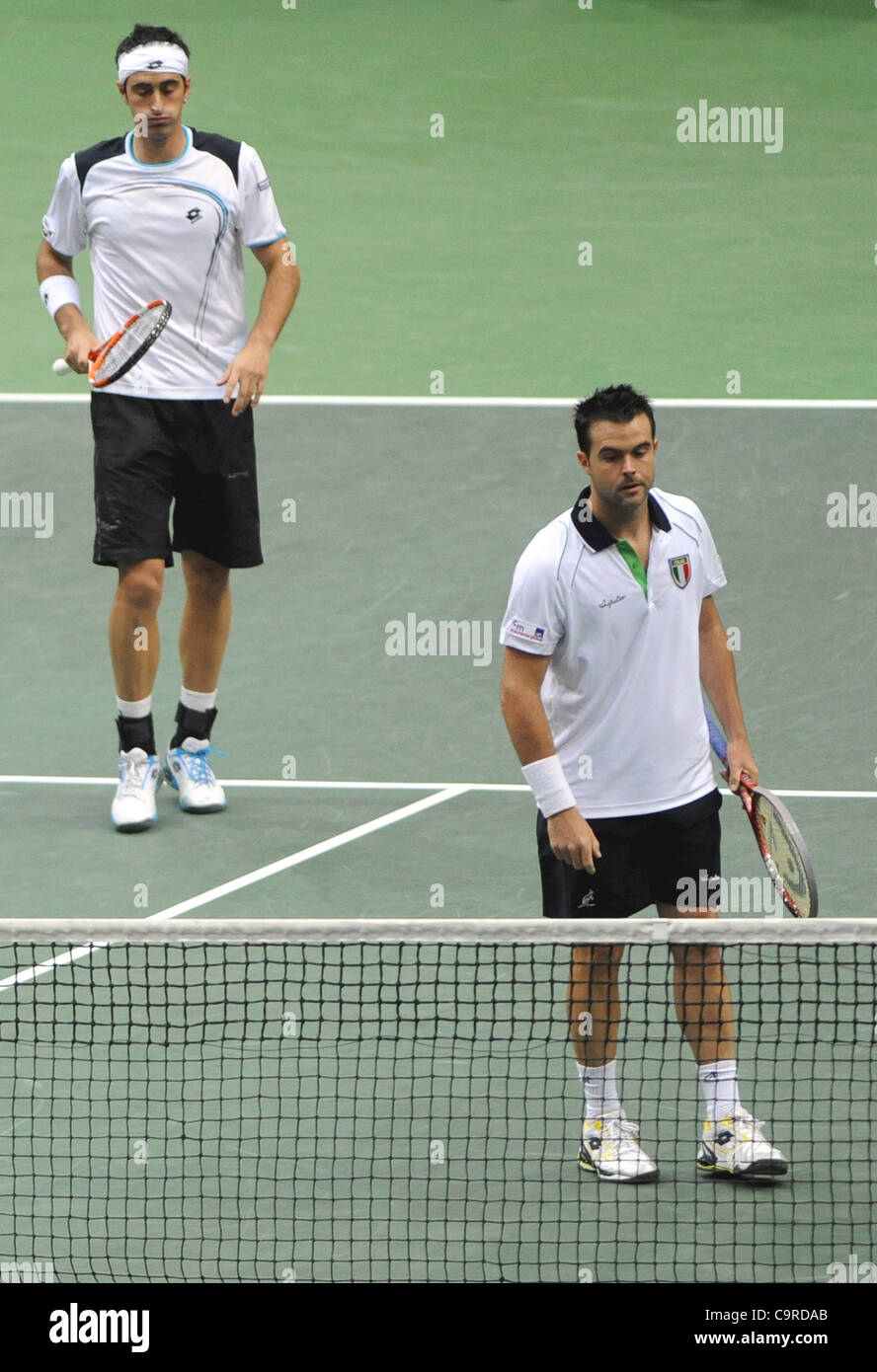 Potito Starace, Daniele Bracciali (ITA) during the world group first ...