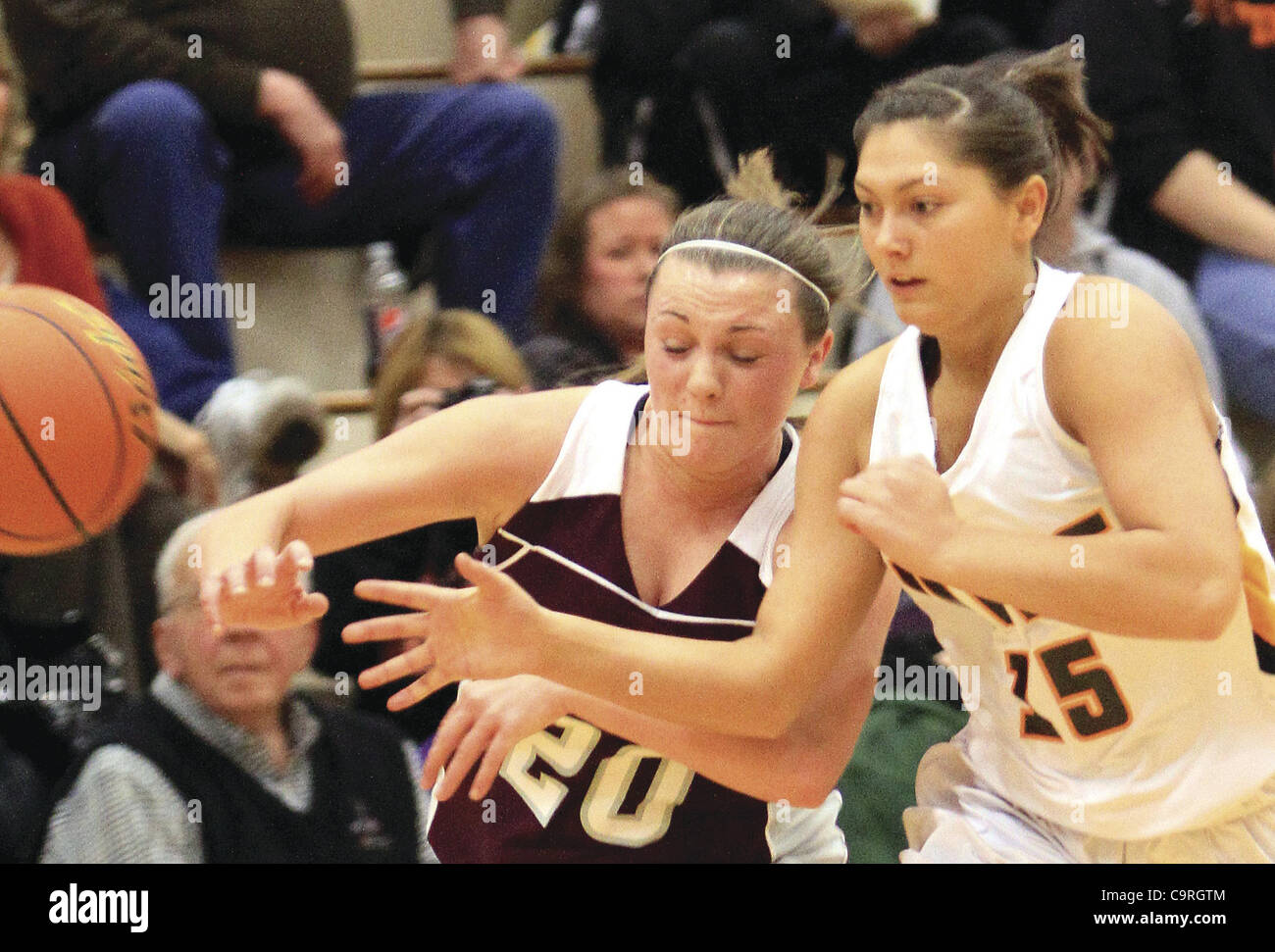 Feb. 9, 2012 - East Moline, Iowa, U.S. - Moline's Emily Knight knocks ...