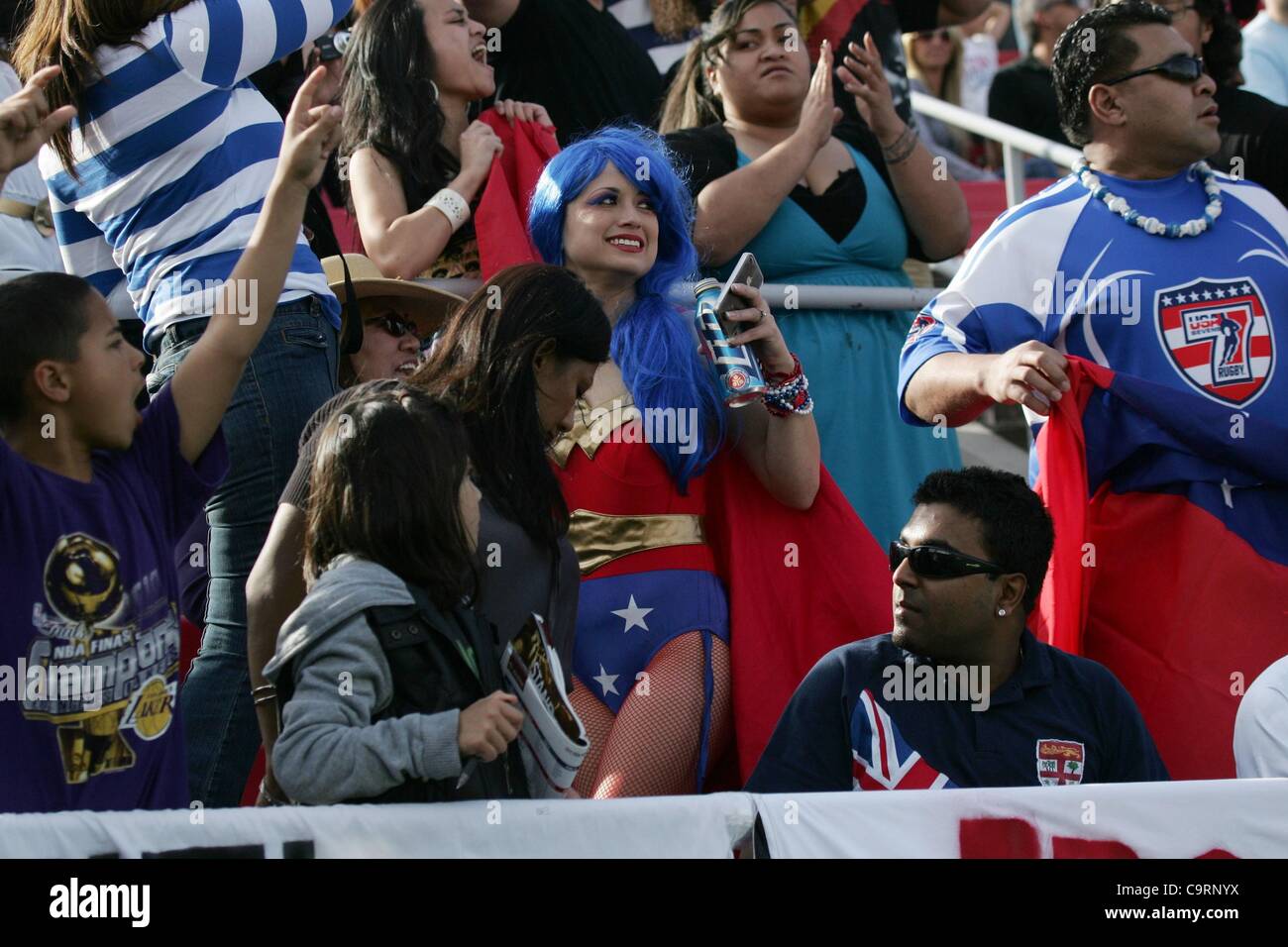 USA rugby fan dressed as Wonder Woman at a public appearance for 2012 ...