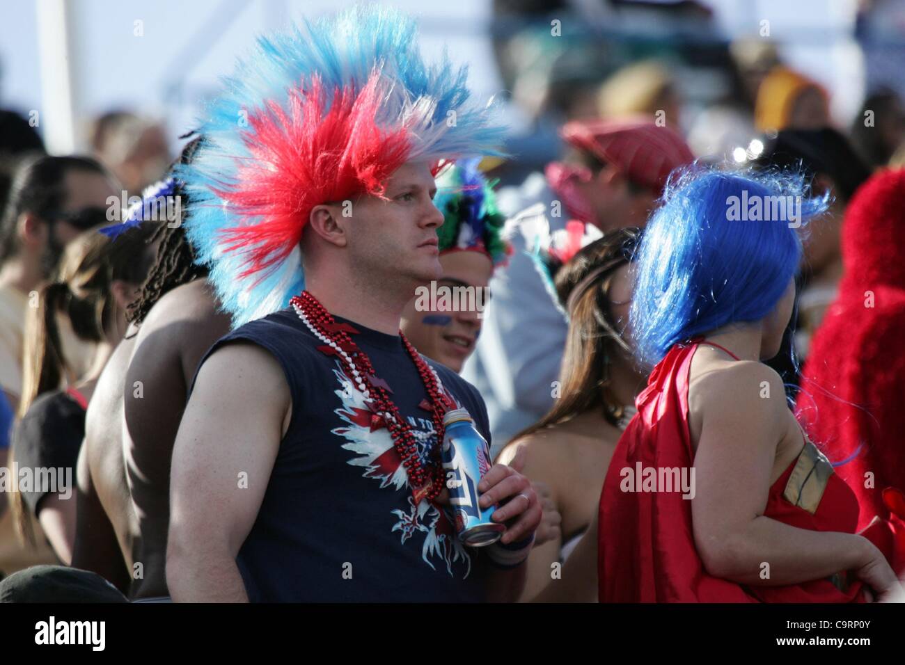 USA rugby fan wearing colorful wig at a public appearance for 2012 USA ...