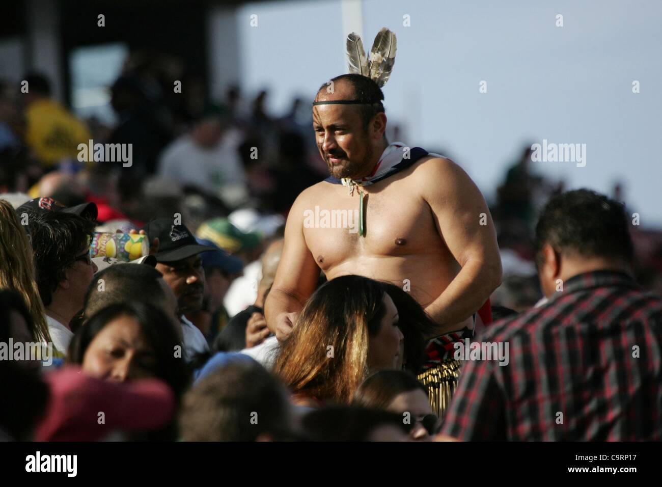 New Zealand rugby fan dressed as maori warrior at a public appearance ...