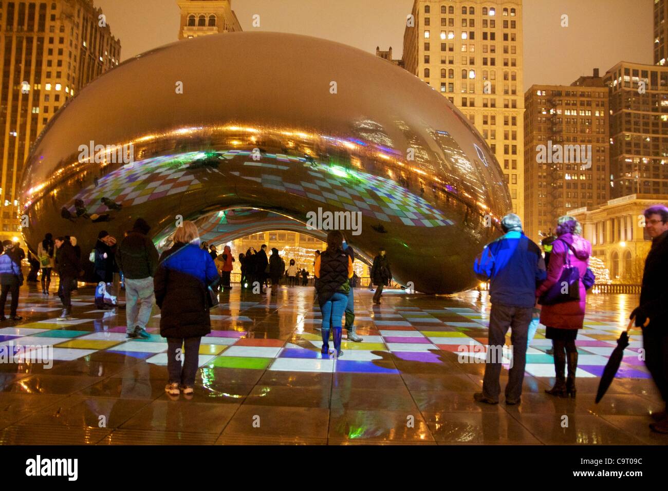 Chicago, USA 15/02/2012. A light show titled "Luminous Field," plays at ...