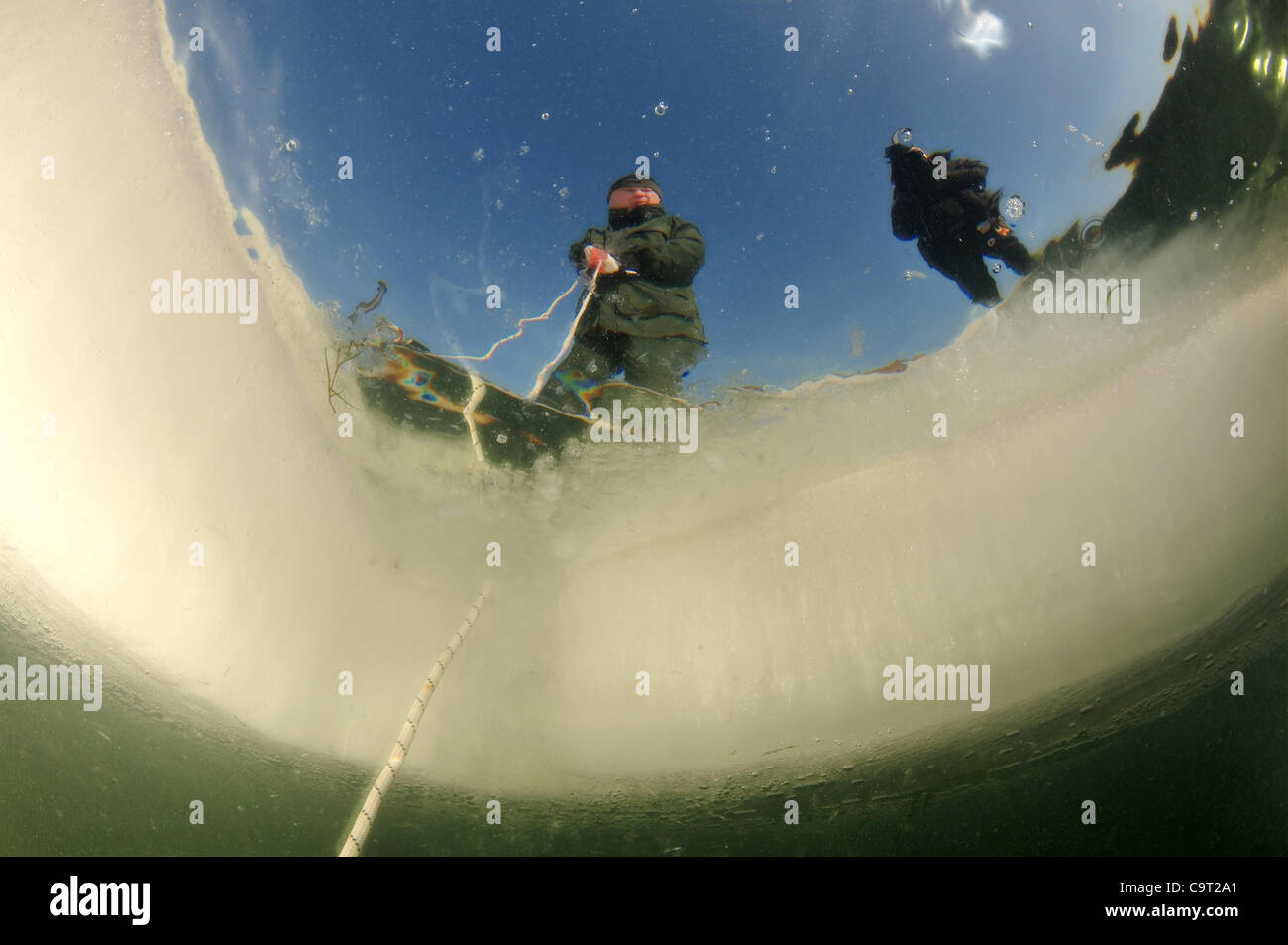 ICE diving in the Black Sea, Odessa, Ukraine, Eastern Europe Stock ...