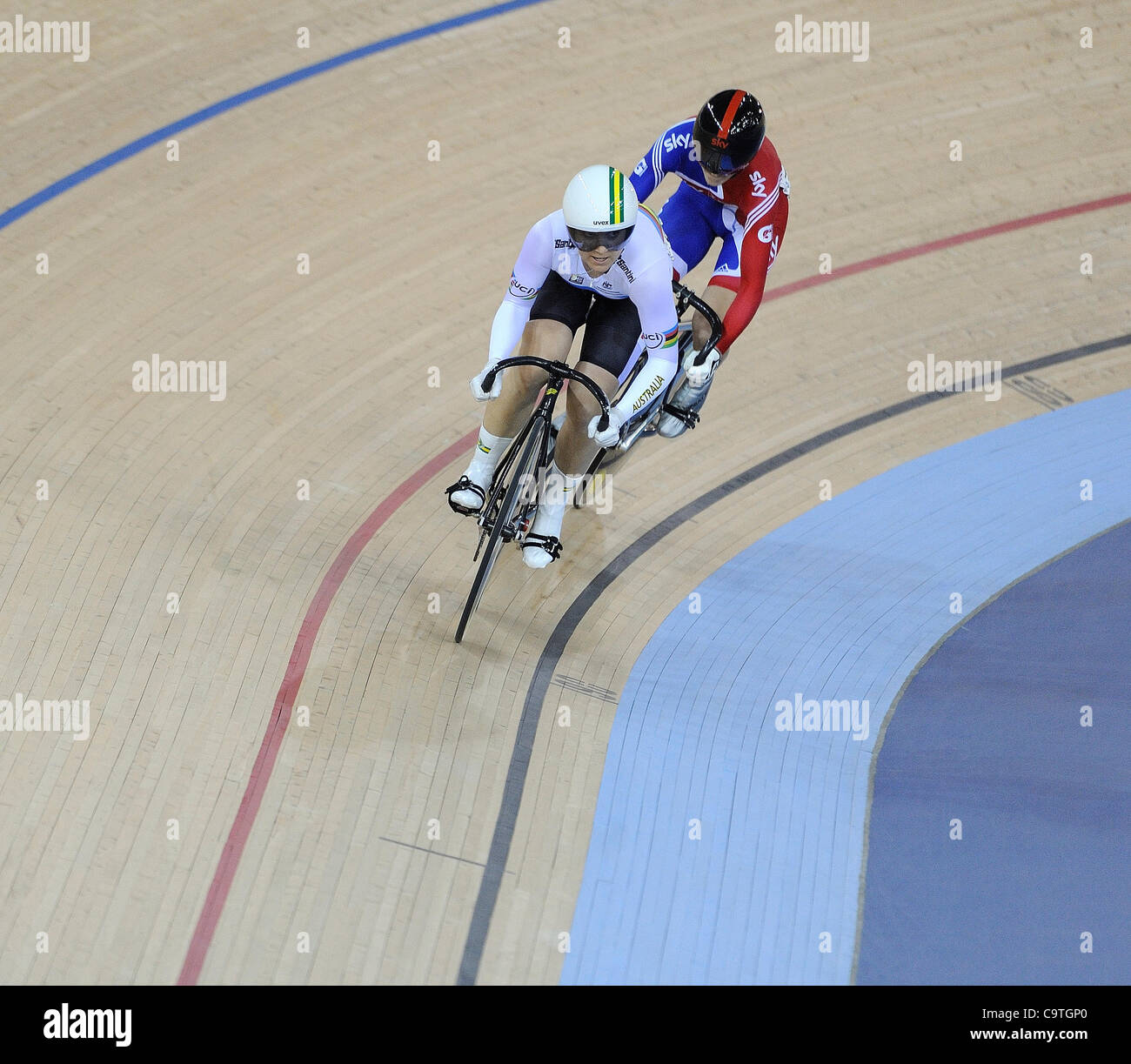 London, England, 12-02-18. Victoria PENDLETON (GBR) v Anna MEARES (AUS ...