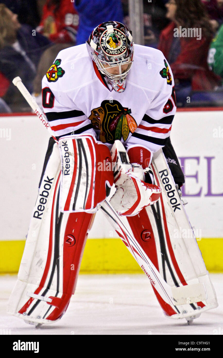 Feb. 18, 2012 - Columbus, Ohio, U.S - Chicago Blackhawks goalie Corey ...