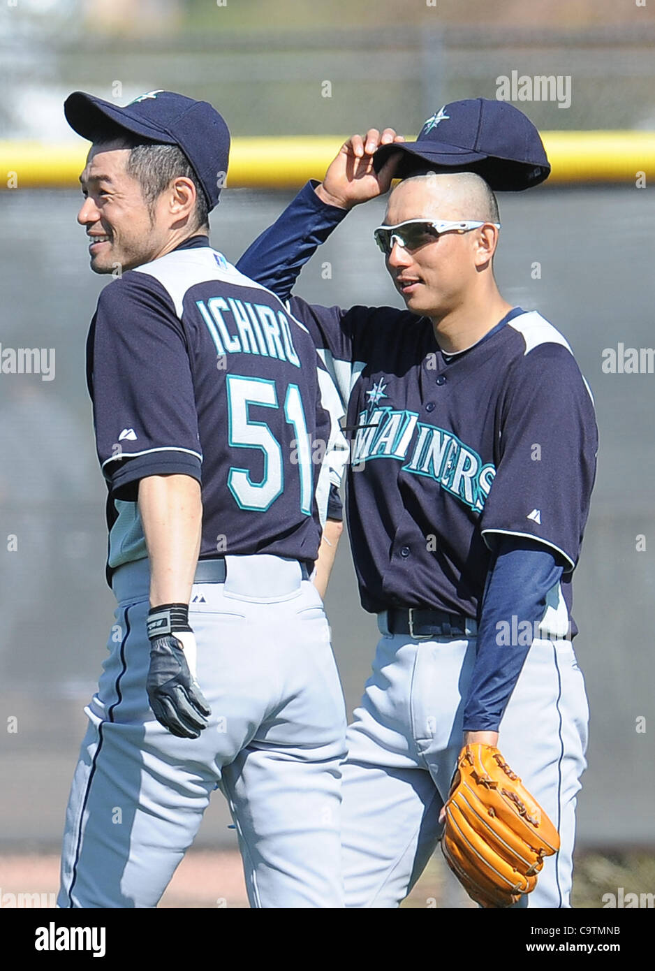 (L-R) Ichiro Suzuki, Munenori Kawasaki (Mariners), FEBRUARY 18, 2012 ...