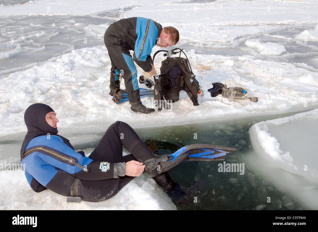 ICE diving in the Black Sea, Odessa, Ukraine, Eastern Europe Stock ...