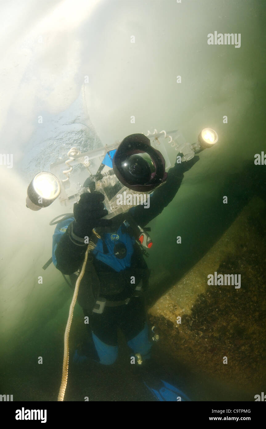 ICE diving in the Black Sea, Odessa, Ukraine, Eastern Europe Stock ...