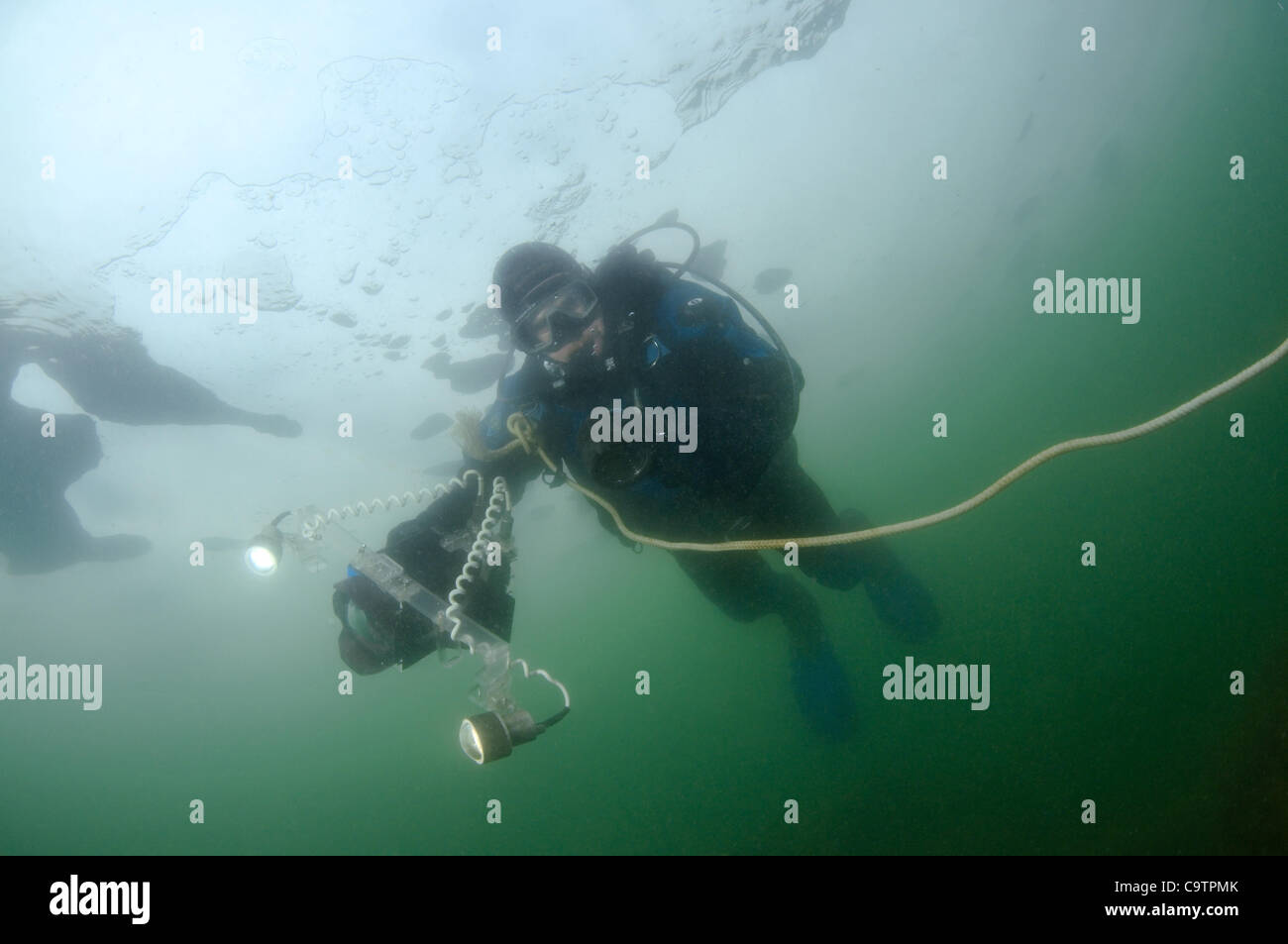ICE diving in the Black Sea, Odessa, Ukraine, Eastern Europe Stock ...
