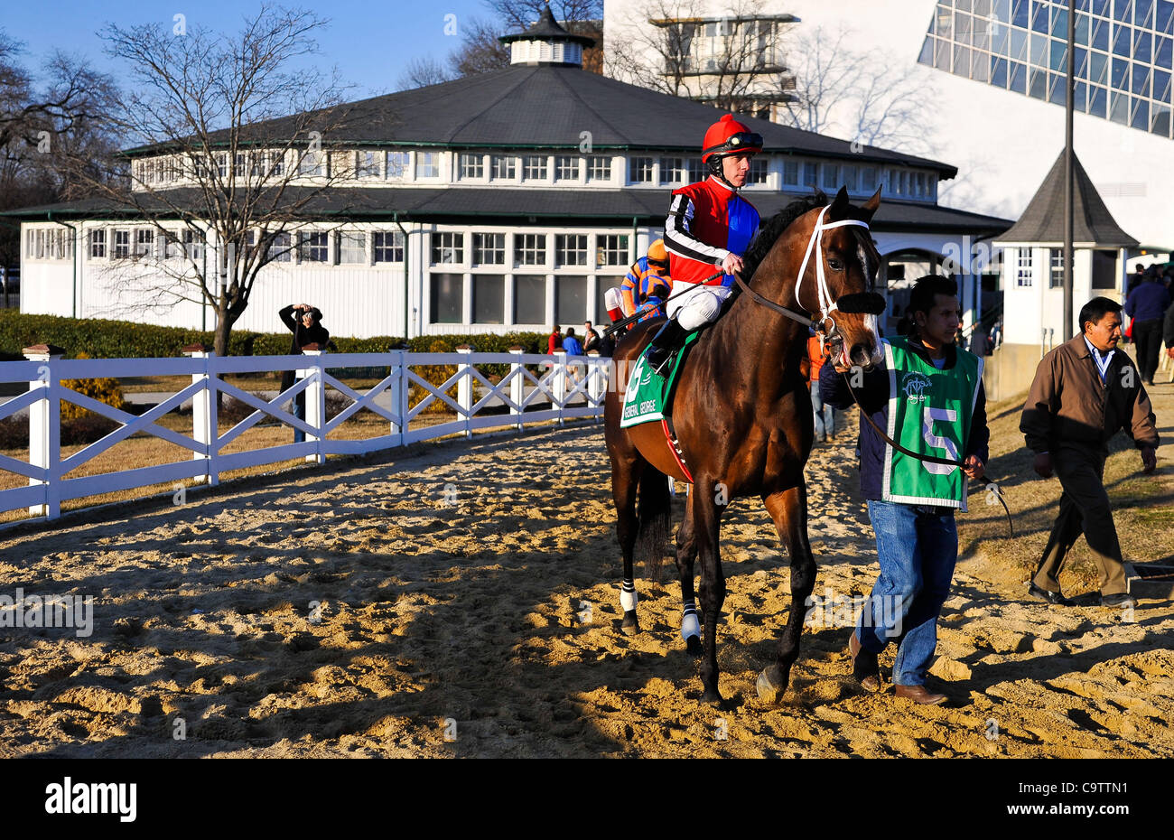 Feb. 20, 2012 - Laurel, MD, U.S. - Yawanna Twist, jockey Mike Luzzi up, charges through on the ...