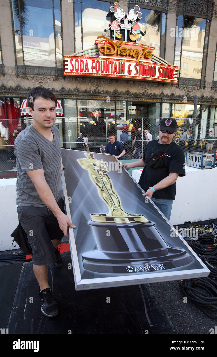 Feb. 22, 2012 - Los Angeles, California, U.S. - Workers set up Oscar ...