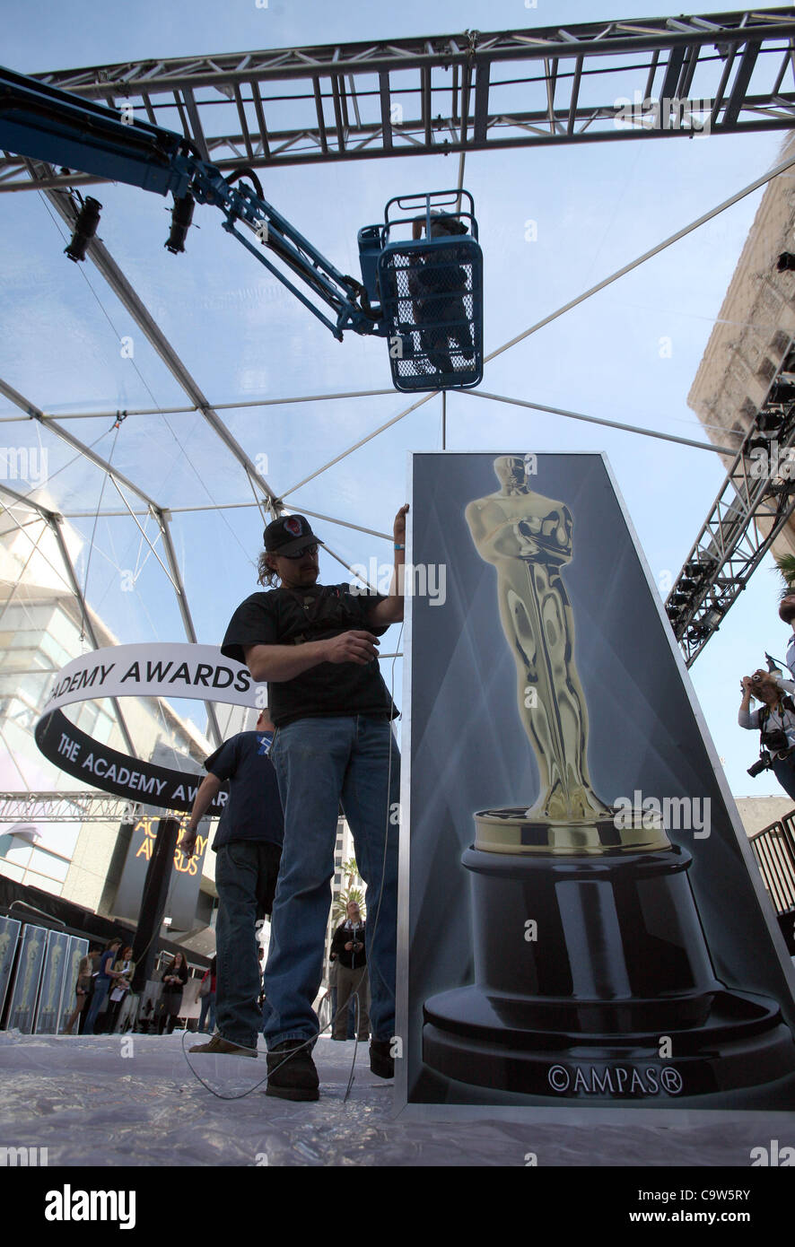 Feb. 22, 2012 - Los Angeles, California, U.S. - Workers set up Oscar ...