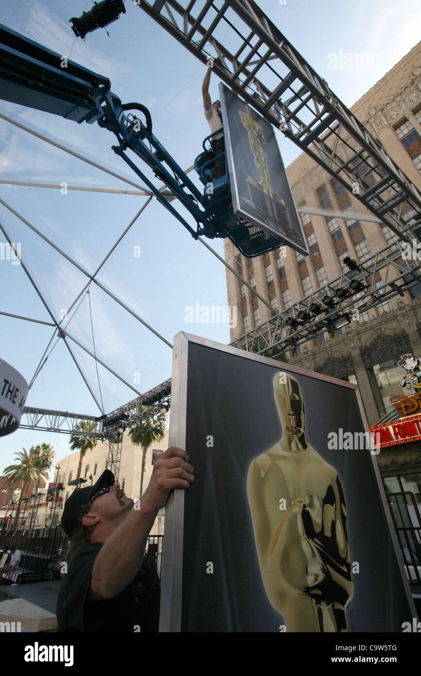Feb. 22, 2012 - Los Angeles, California, U.S. - Workers set up Oscar ...