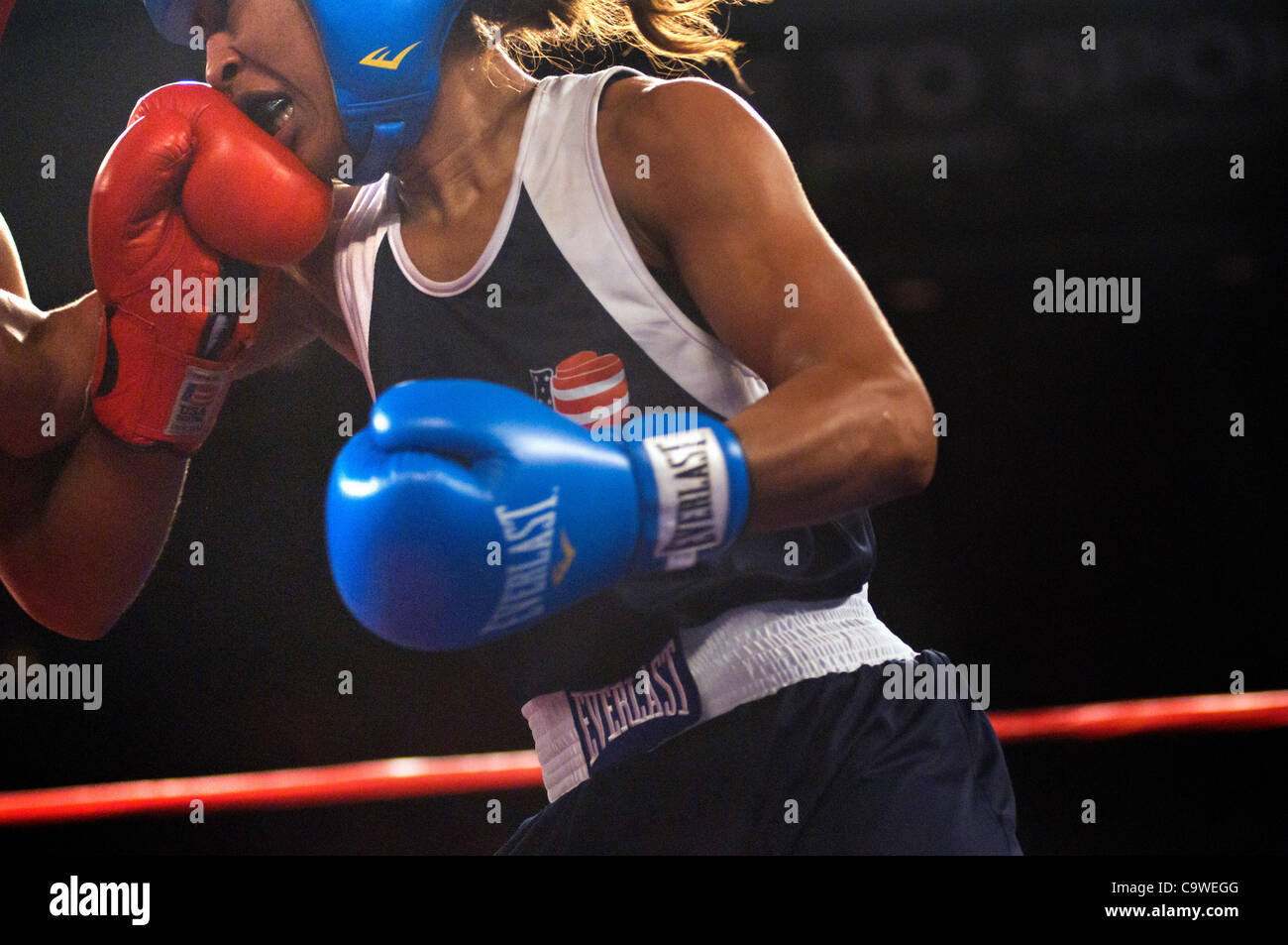 Feb. 17, 2012 - Spokane, Washington, USA - Raquel Miller is hit by ...