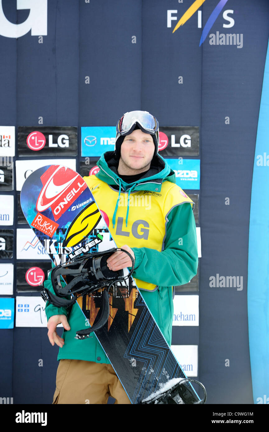 Jane Korpi of Finland is pictured after the men's Halfpipe world cup ...