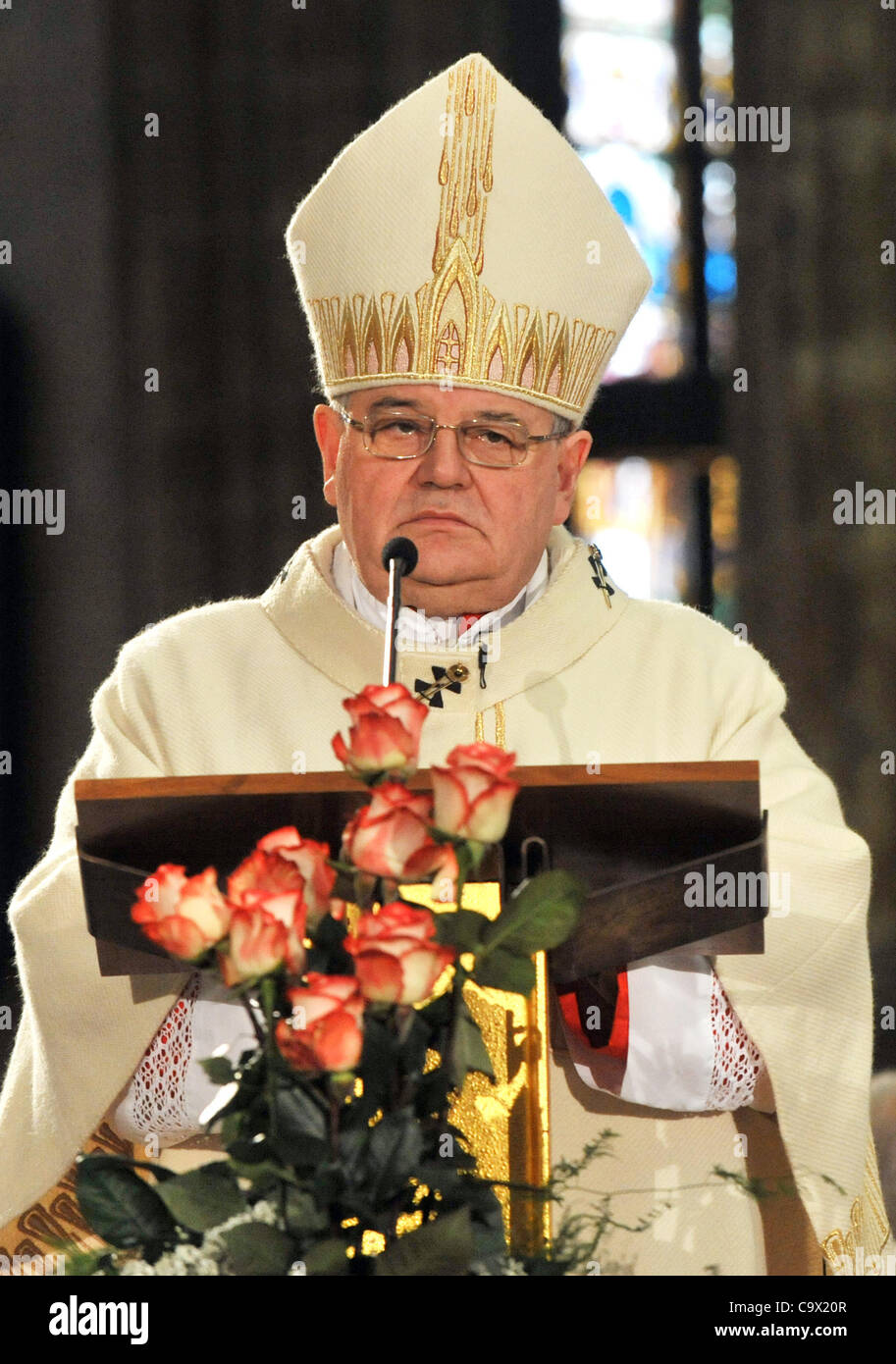 The Archibishop of Prague Dominik Duka (middle) celebrated his first ...