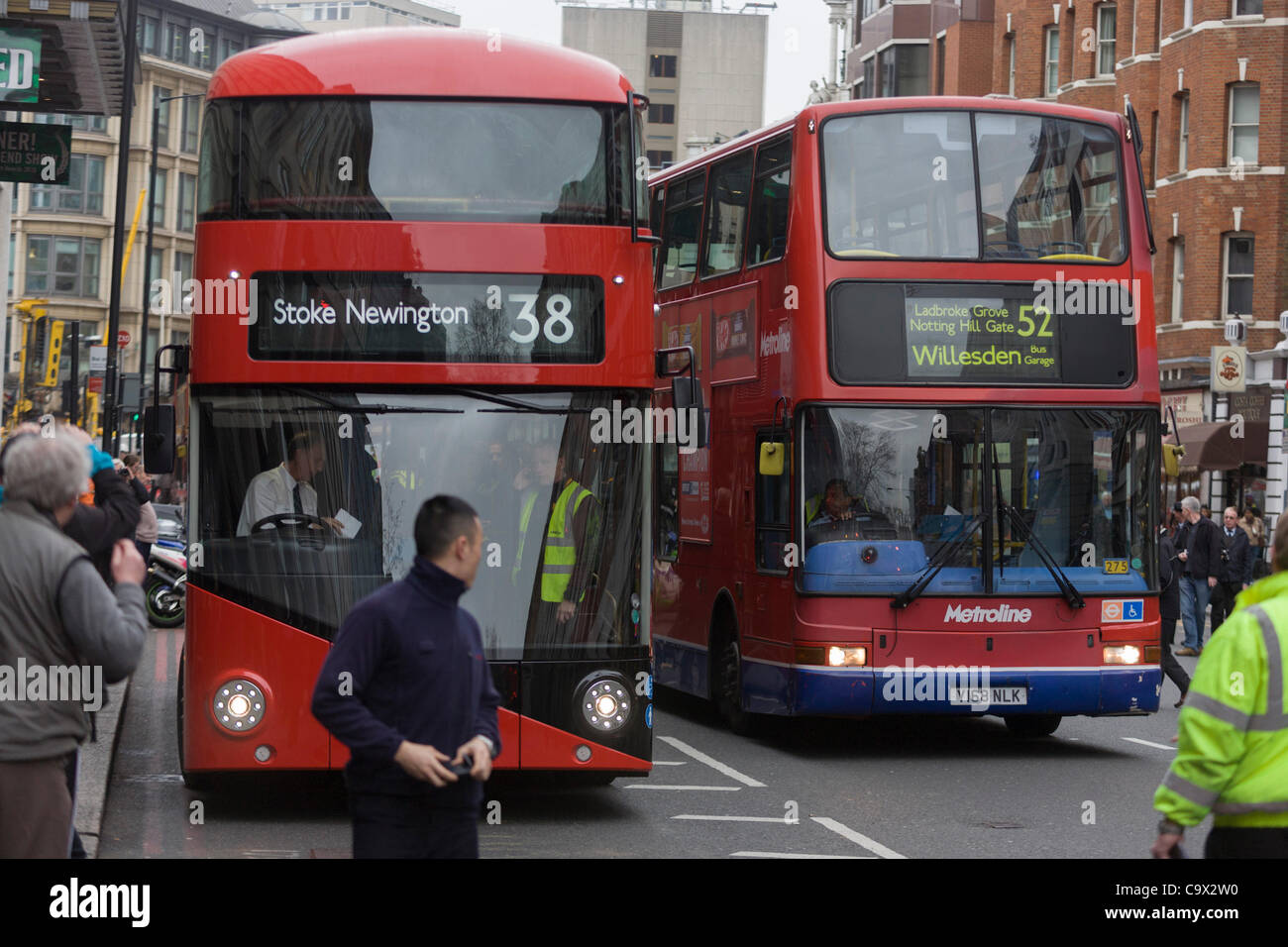 London's newest red double-decker Routemaster (27th Feb 2012) bus is ...