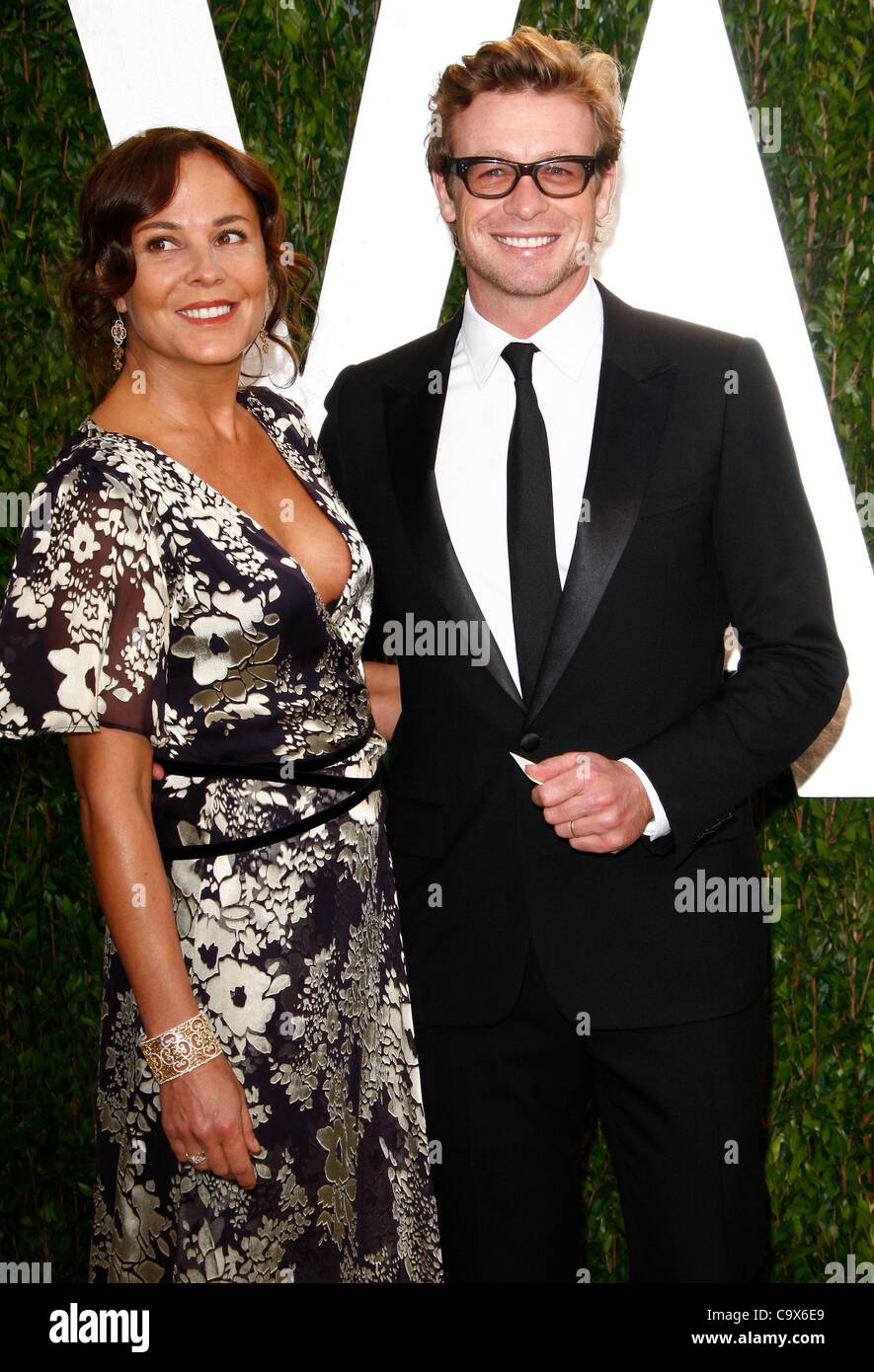 REBECCA RIGG & SIMON BAKER 2012 VANITY FAIR OSCAR PARTY LOS ANGELES ...