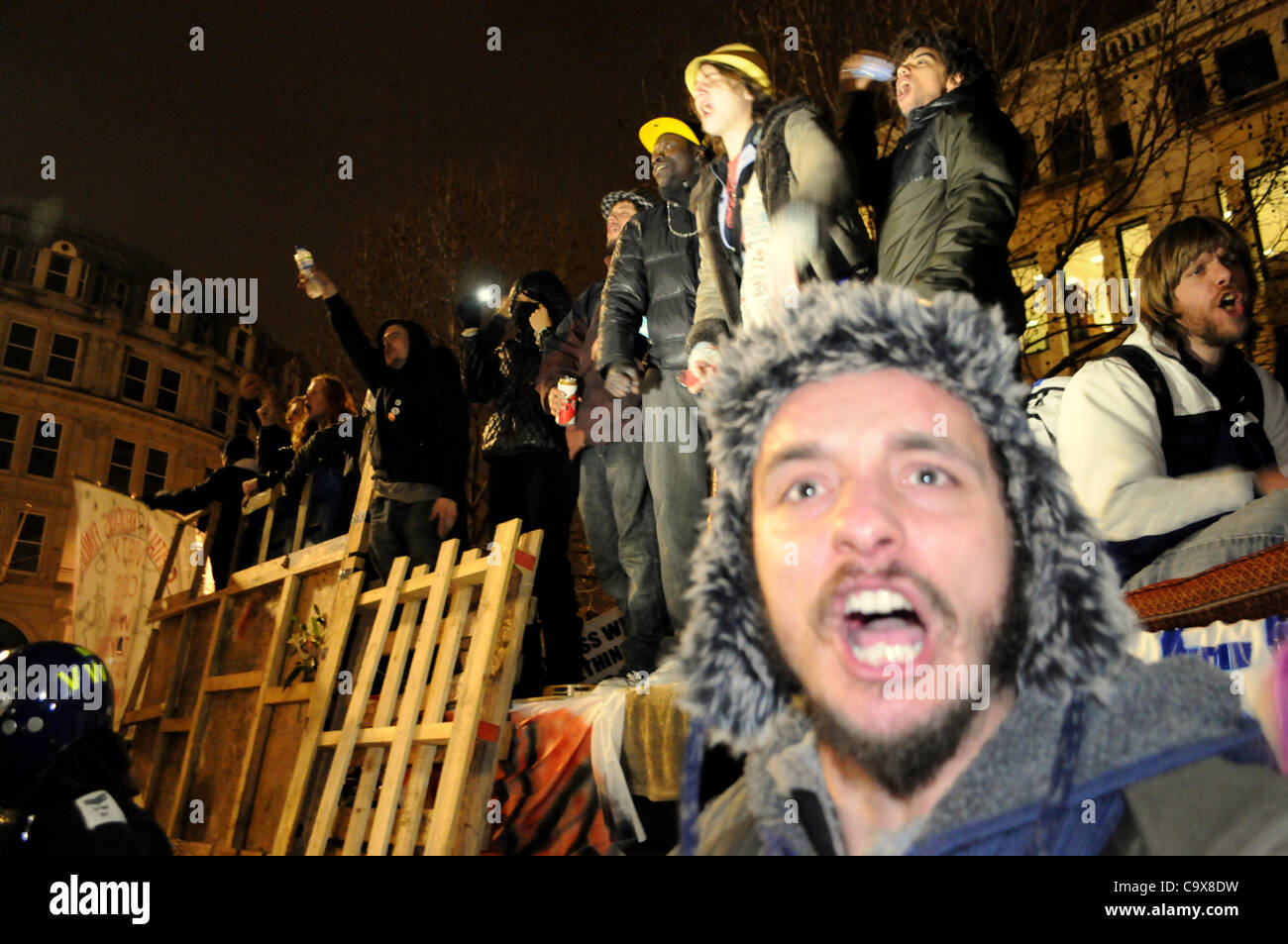 London, UK. 28/02/12. Riot police and bailiffs evict Occupy protesters ...