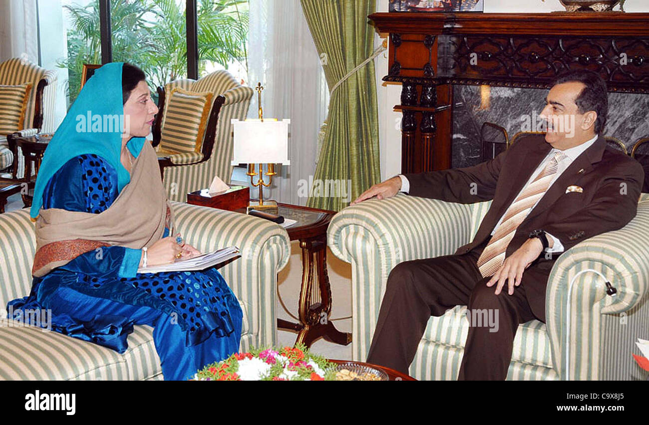Prime minister syed yousuf raza gilani meets farzana raja hi-res stock ...