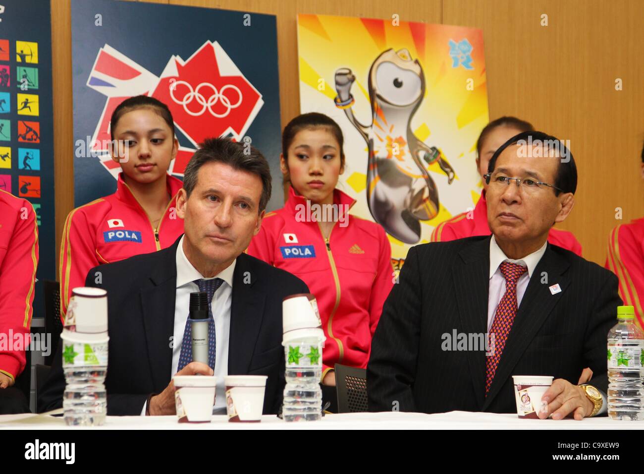 (L to R) Sebastian Coe LOCOG Chairman, JOCTomiaki Fukuda, February 28 ...