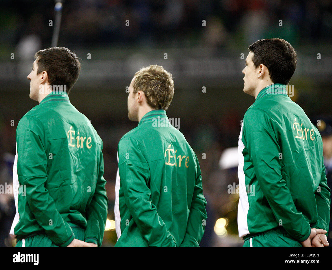 29.02.2012 - Dublin, The Irish team line out before the Friendly, Rep ...
