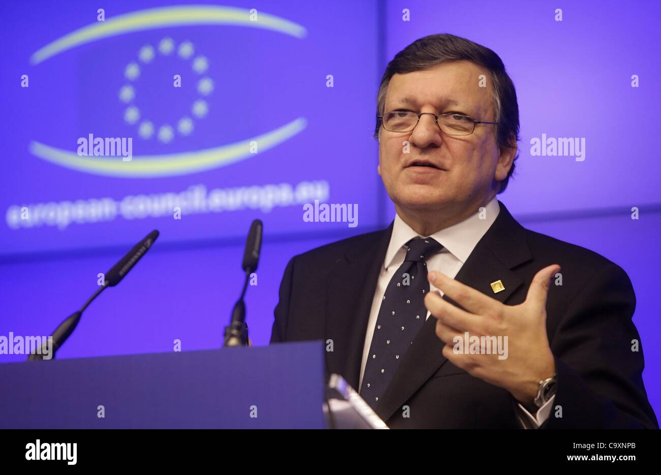 European Commission President Jose Manuel Barroso speaks to journalists ...