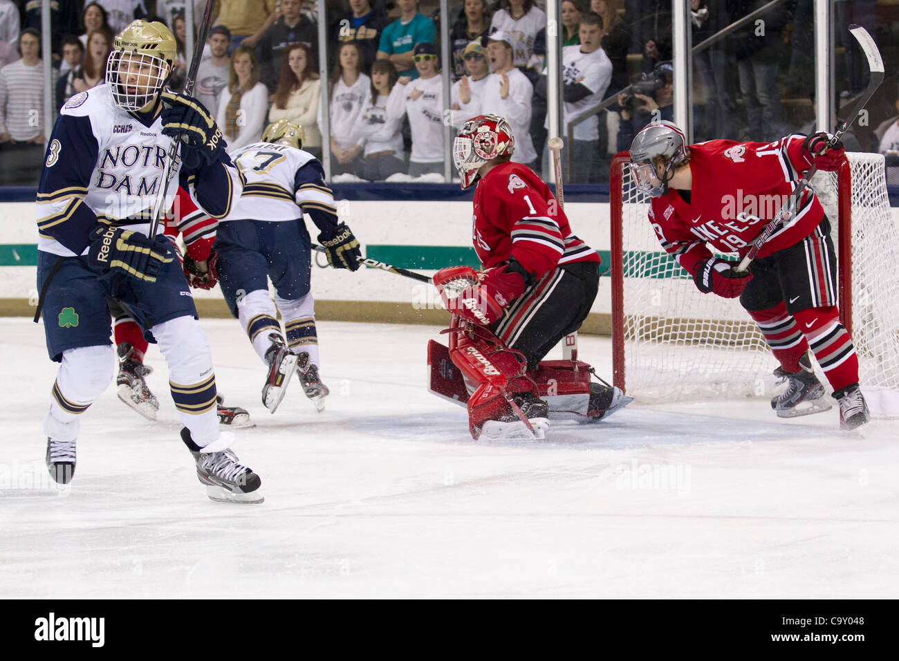 March 3, 2012 - South Bend, Indiana, U.S - Ohio State goaltender Cal ...