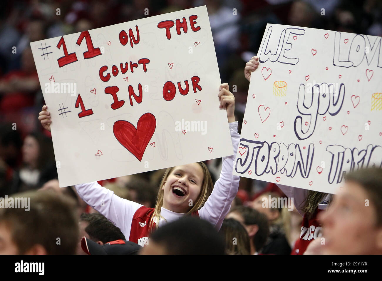 March 4, 2012 - Madison, Wisconsin, U.S - A fan in the crowd shows her ...