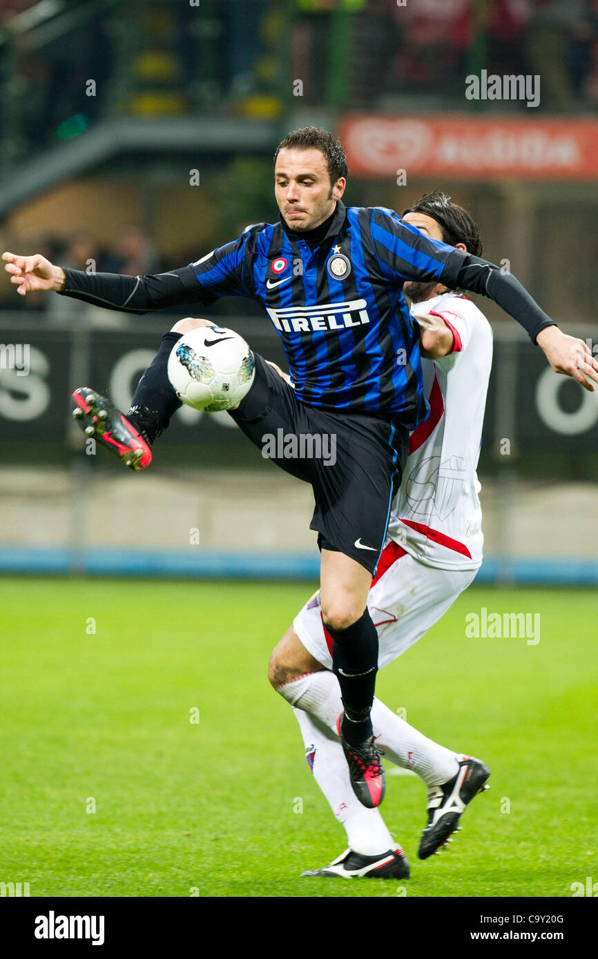 Giampaolo Pazzini (Inter), Nicolas Spolli (Catania), MARCH 4, 2012 ...