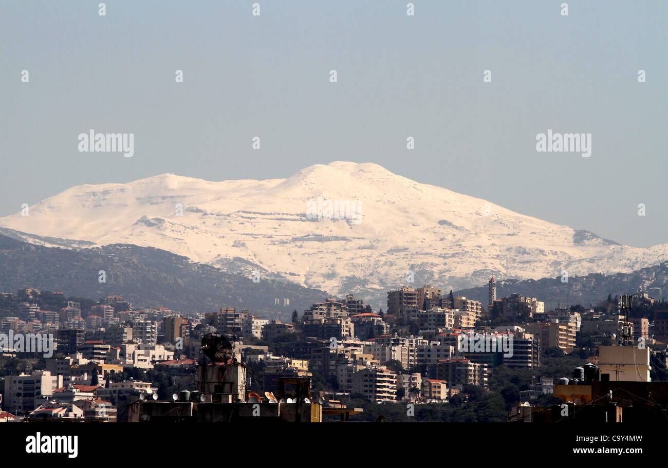 March 5, 2012 - Beirut, Beirut, Lebanon - Snow covers Beirut mountains ...