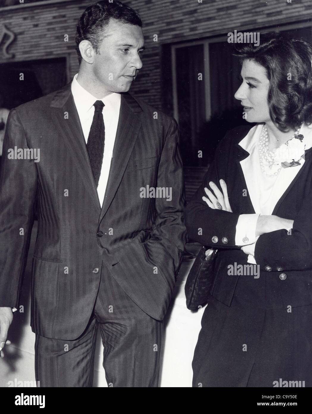 ANOUK AIMEE in Rome with Italian film actor Paolo Ferrari.(Credit Image ...