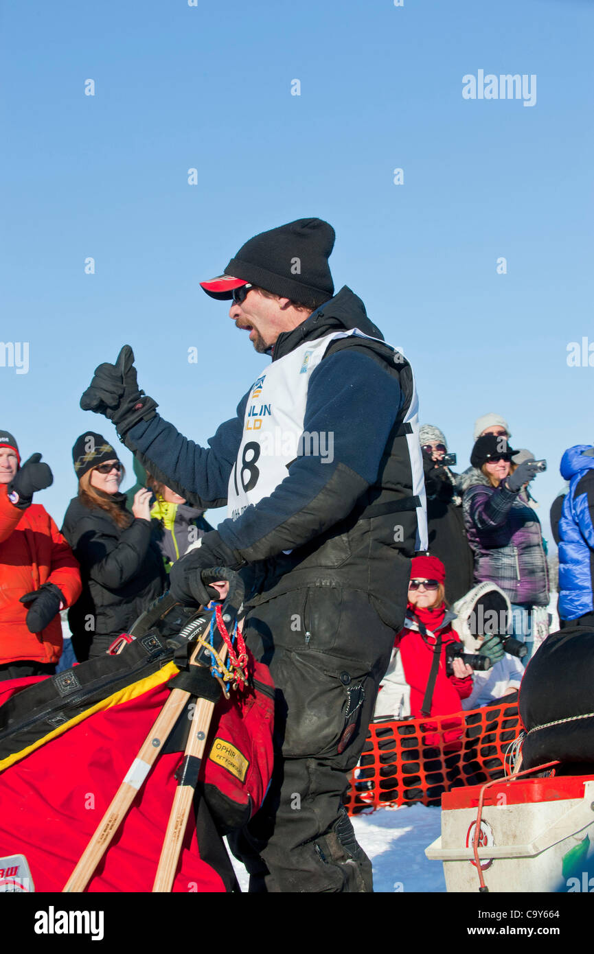 4-time Iditarod champion Lance Mackey and dogteam leave the gate at the ...
