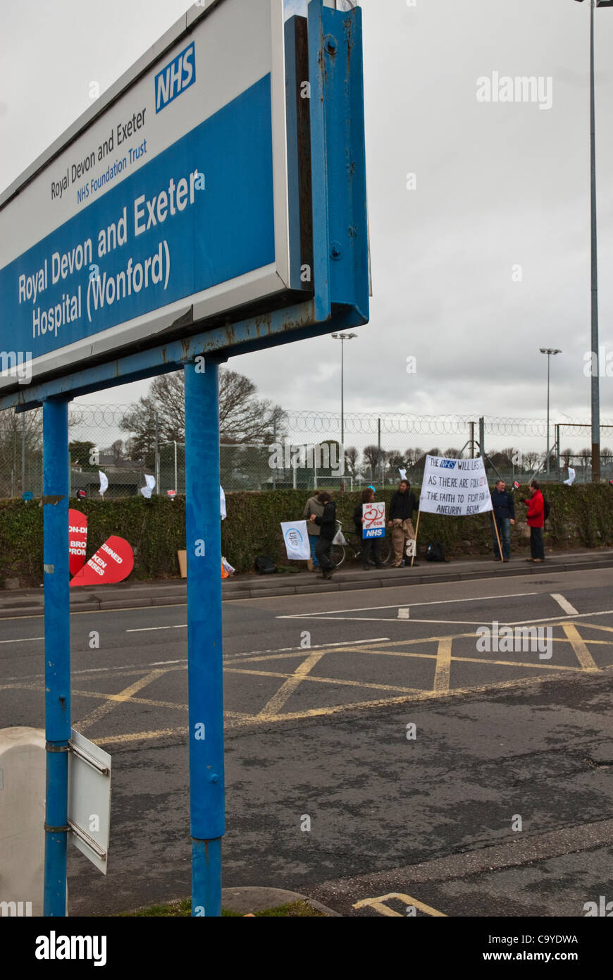 07/03/2012, Exeter, UK .The Royal Devon & Exeter entrance sign with a ...