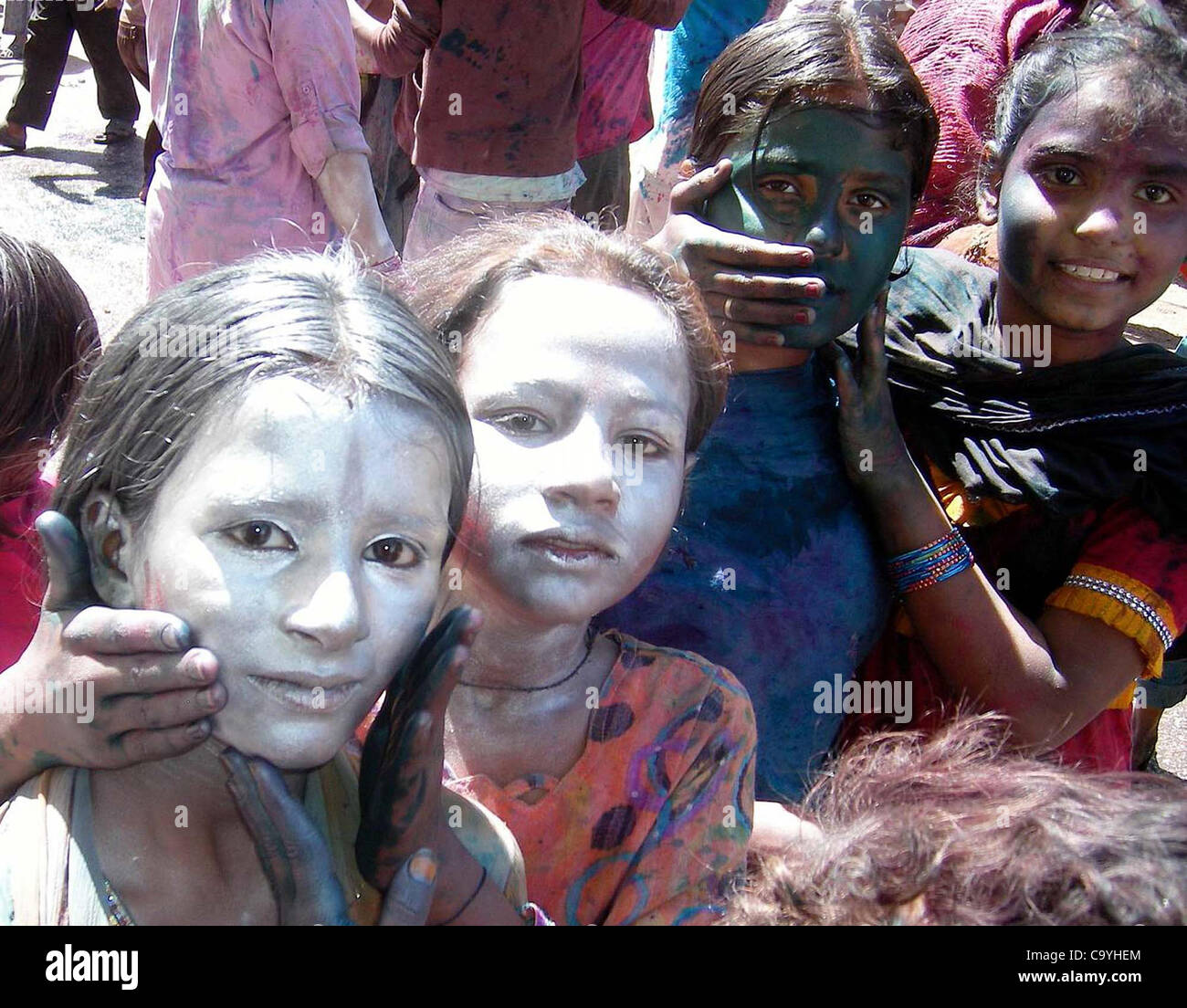 Hindu community people are celebrating the Holi festival in Hyderabad ...