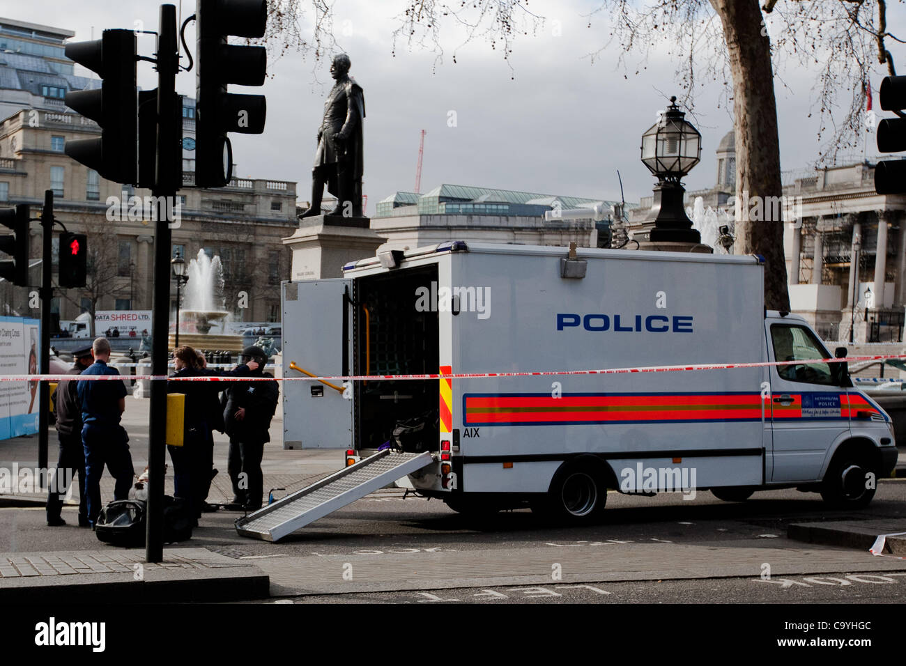 London, UK, 08, 03, 2012, Bomb squad officer prepare to leave the scene ...