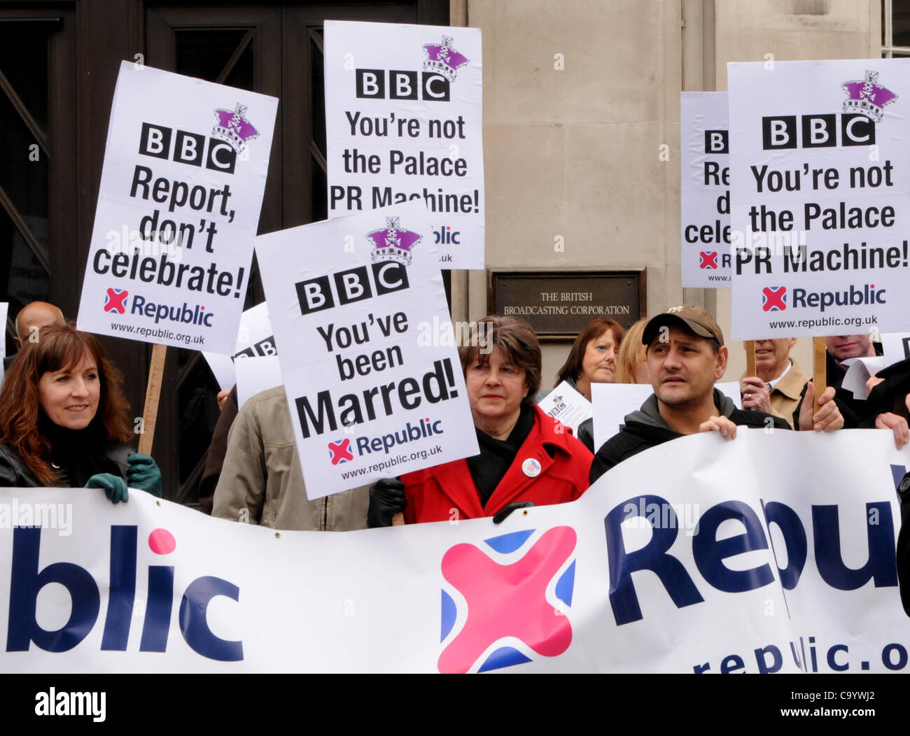 London, UK. 10/03/12. Anti-Monarchy campaigners, 'Republic' protesting ...
