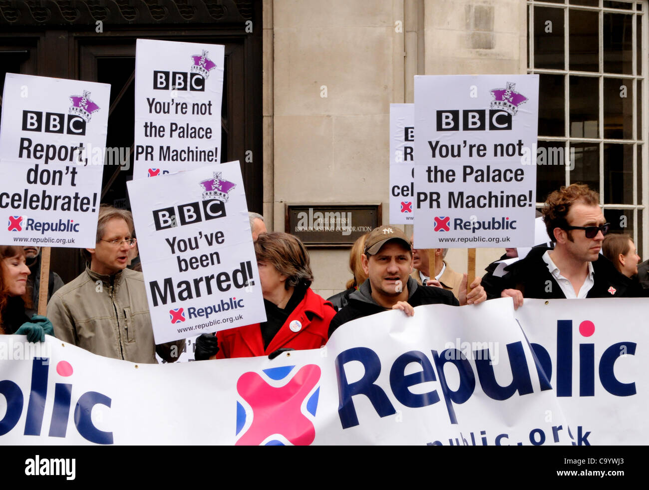 London, UK. 10/03/12. Anti-Monarchy campaigners, 'Republic' protesting ...