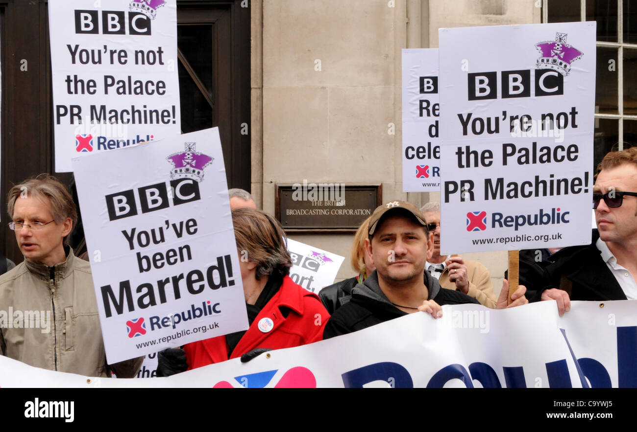 London, UK. 10/03/12. Anti-Monarchy campaigners, 'Republic' protesting ...