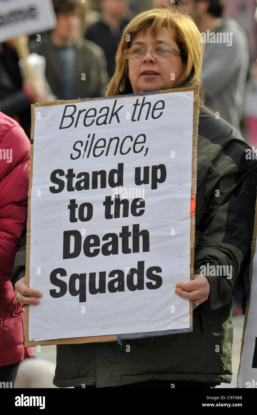 Woman with anti drug placard hi-res stock photography and images - Alamy