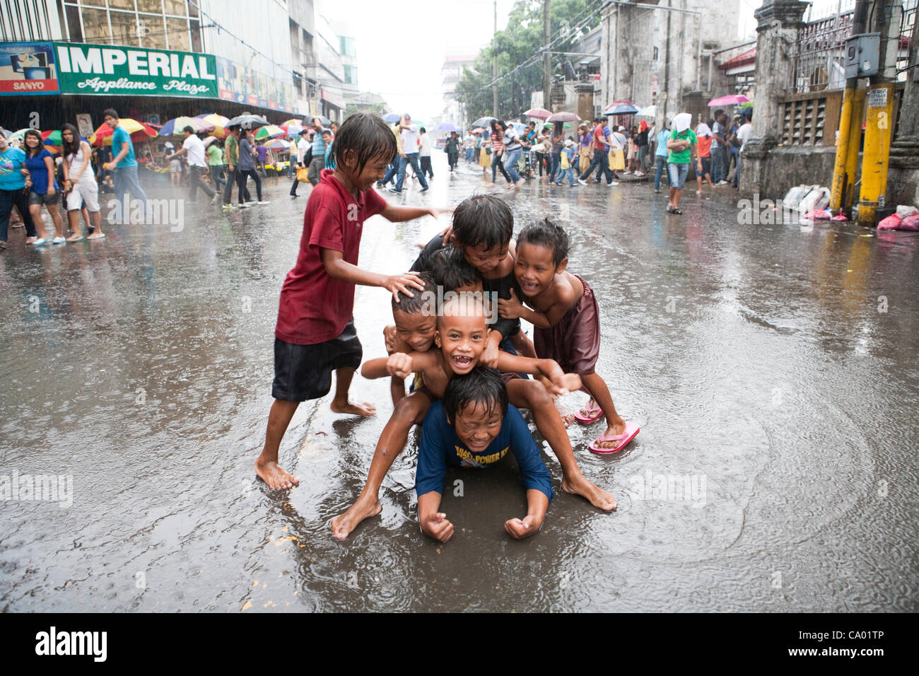 Cebu City, Philippines, 11.March 2012: Filipino kids having fun during ...
