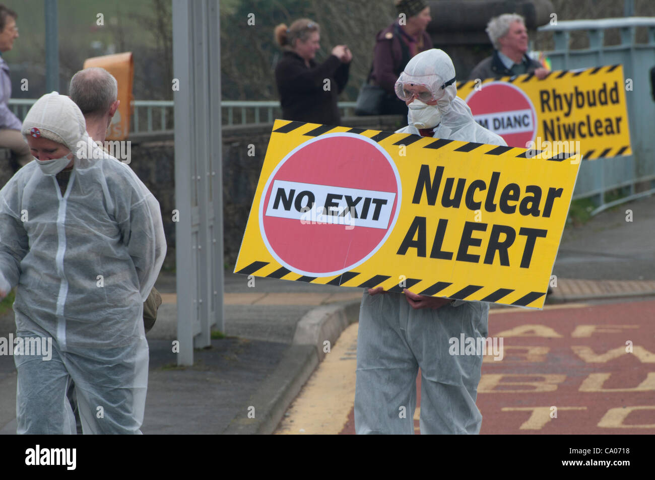 People against the proposed Wylfa B nuclear plant protest by the Menai ...