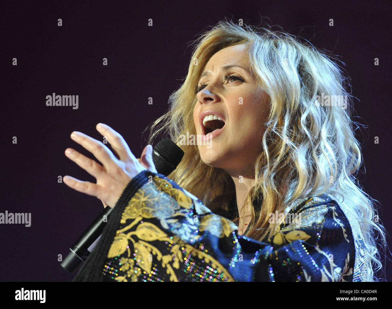 Canadian singer Lara Fabian performs during her concert in Prague ...