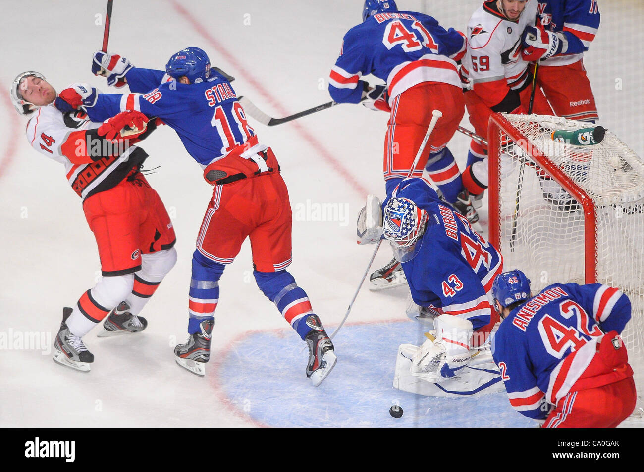 Mar. 13, 2012 - Newark, New Jersey, U.S. - New York Rangers goalie ...